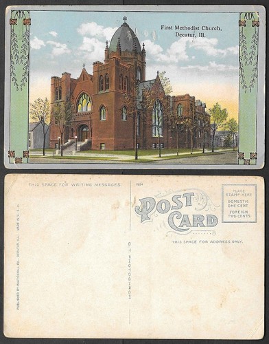 Old Illinois Postcard - Decatur - First Methodist Church | eBay