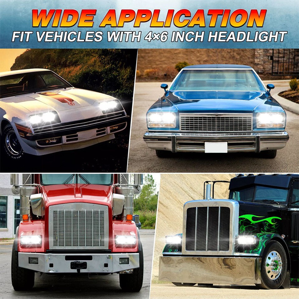 For Chevy Pickup 1981-87 C10 K10 Blazer 4x6" LED Headlights Hi-Lo Beam ...