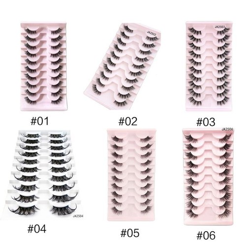 10Pair Half Lashes False Eyelashes Natural Cat-Eye Lashes 3/4 Corner ...