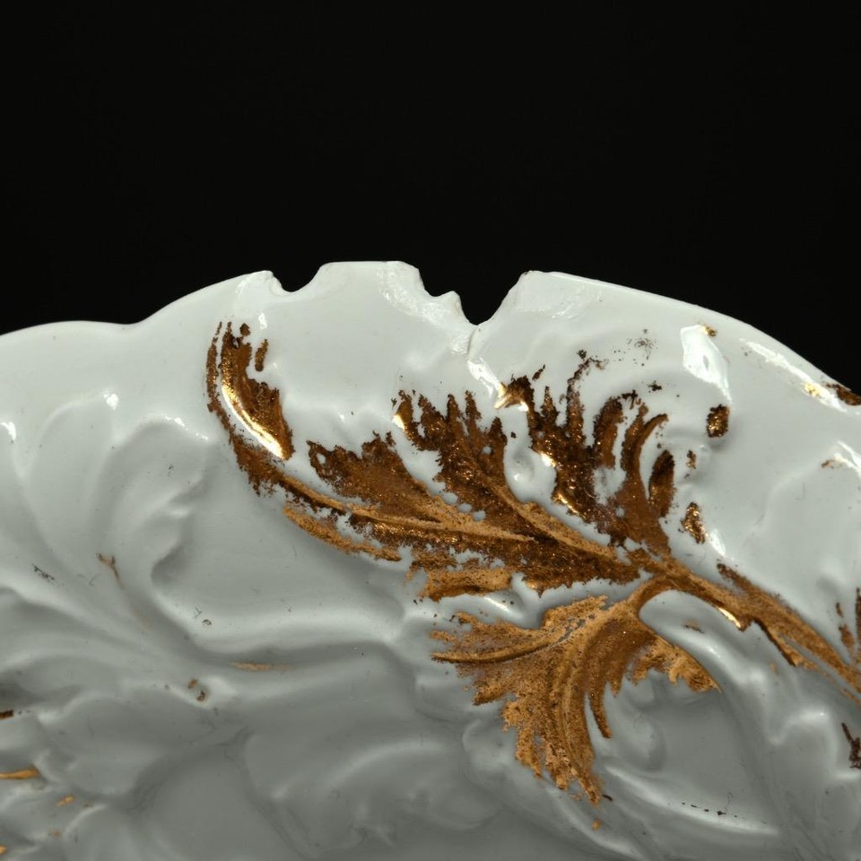Meissen Biedermeier Gold White Leaf Scrollwork Dinner Plate Bowl 10 ...