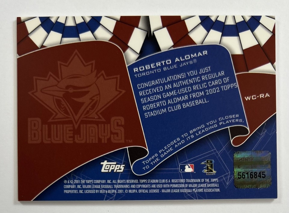 2001 Topps Stadium Club Roberto Alomar World Champions Relic AR114 | eBay