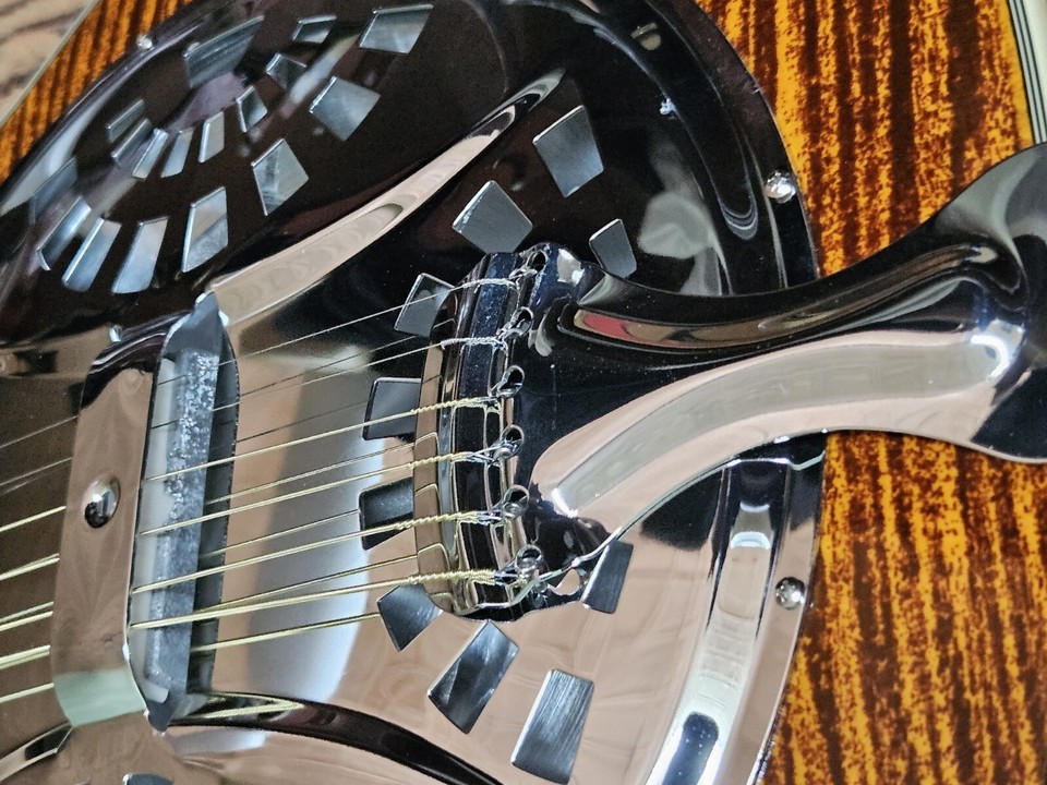 GREAT PLAYING NEW MAPLE FLAMED 6 STRING ACOUSTIC DOBRO RESONATOR GUITAR ...