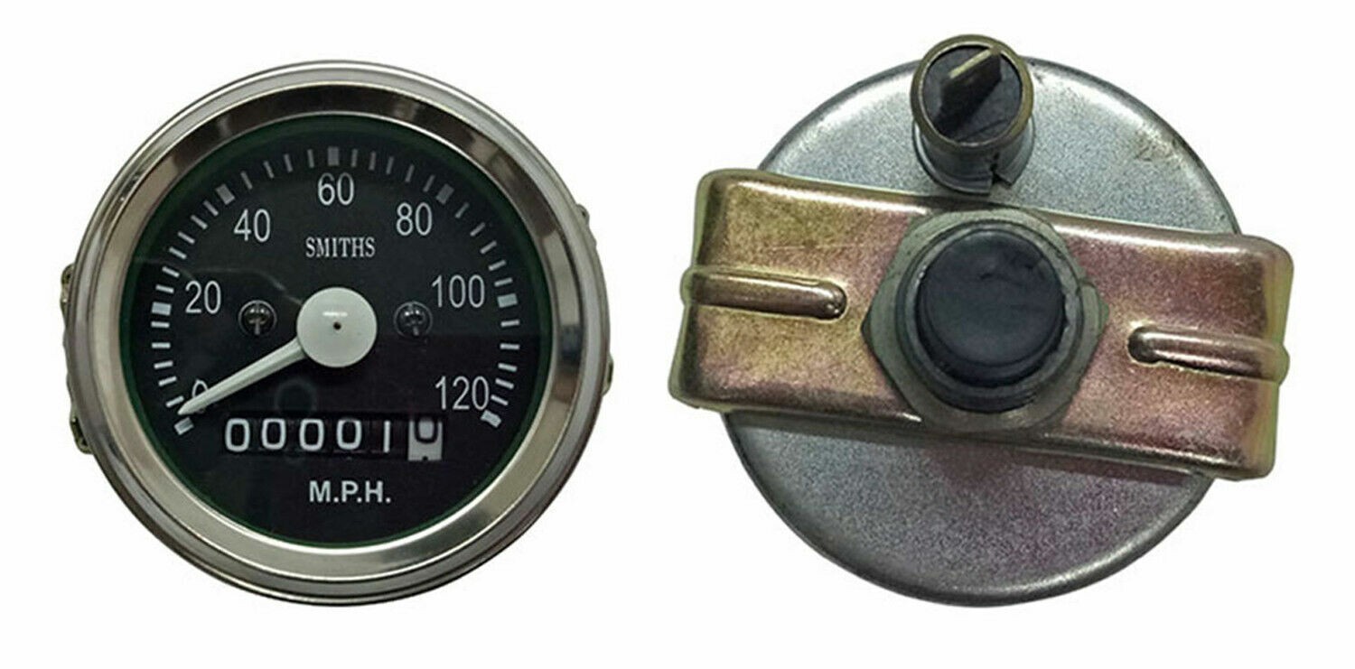 BSA, Vincent, Ariel Replica Speedo Meter 0-120 MPH 2.5" Smiths Black # ...