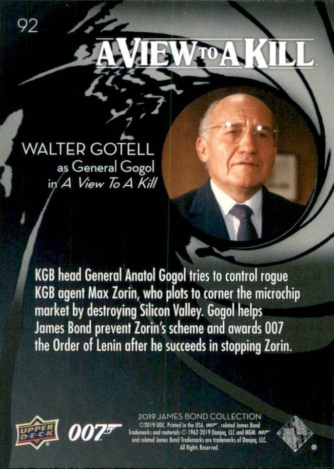 Upper Deck James Bond 007 Collection Base #92 Walter Gotell as General ...