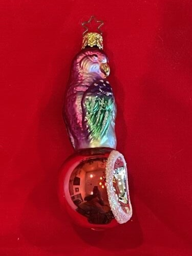 NEW 4'' Old World Christmas ornaments, colorful Parrot on red reflector ...