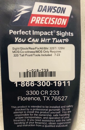Dawson Precision Carry Optic Fixed Rear Sight for Glock MOS, 018-739 ...