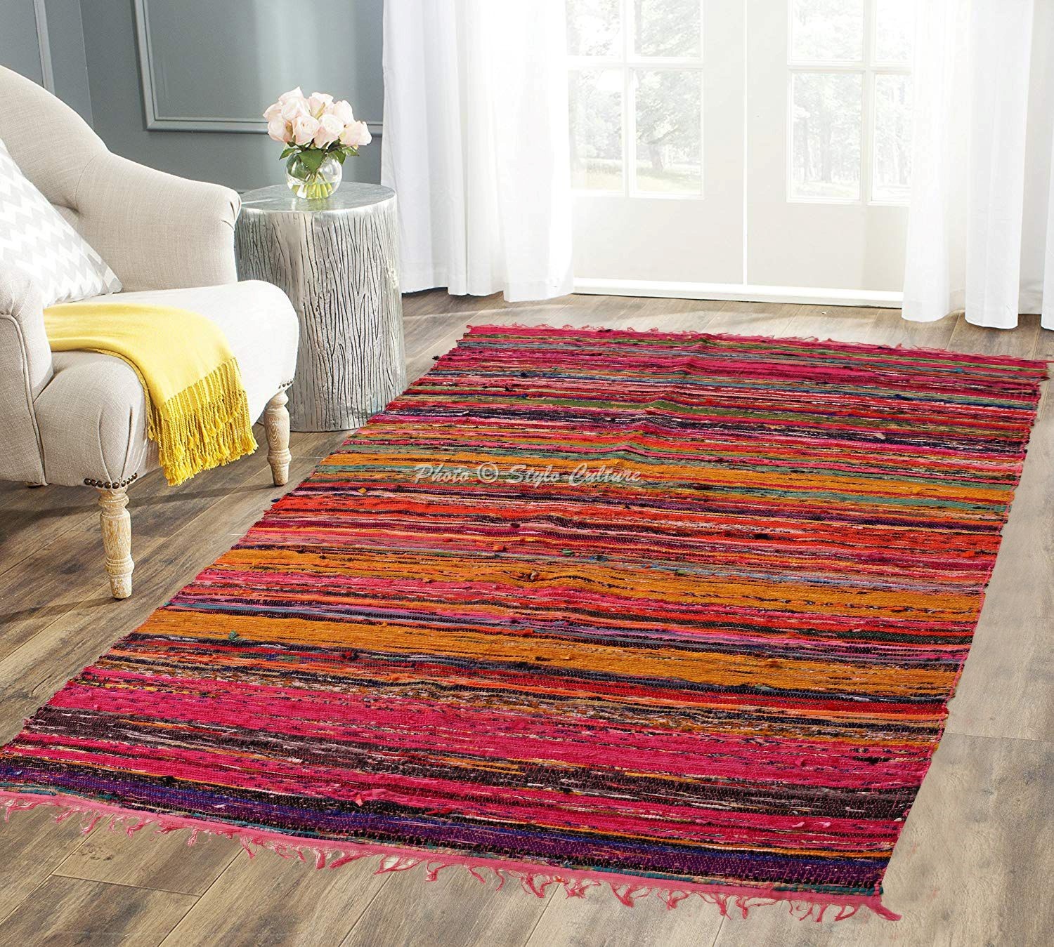 Hand Woven Chindi Rug Vintage Kilim Rug Handmade Rug Chindi Yoga Mat ...
