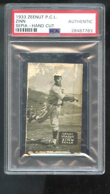 1933 Zeenut Sepia Jimmy Zinn PSA A Graded Baseball Card Pacific Coast ...