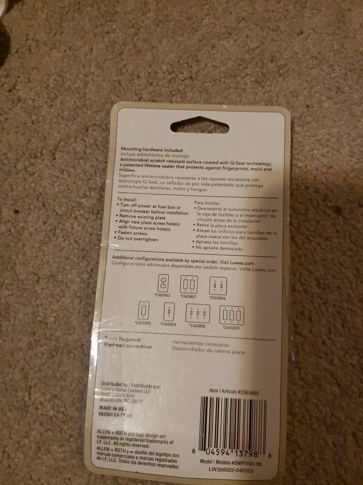 Allen + Roth Market SingleToggle Style Wall Plate White Satin Finish ...