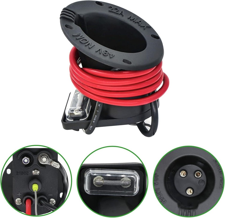 48V Charger DC Cord Plug or Receptacle Kit for Club Car DS Precedent ...