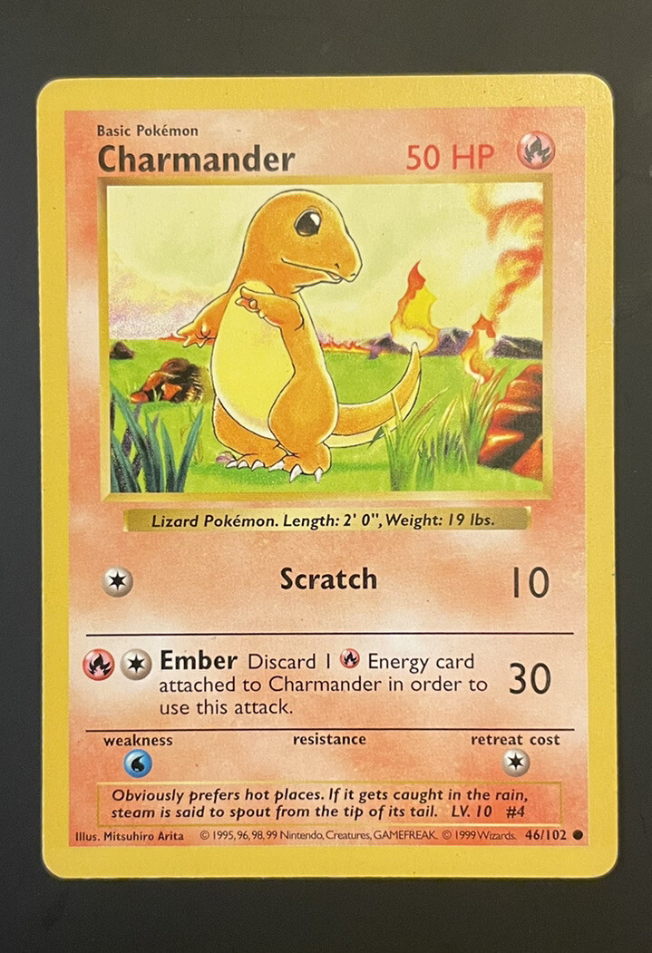 1999 Pokemon TCG Shadowless Charmander #46/102 Base Set | eBay