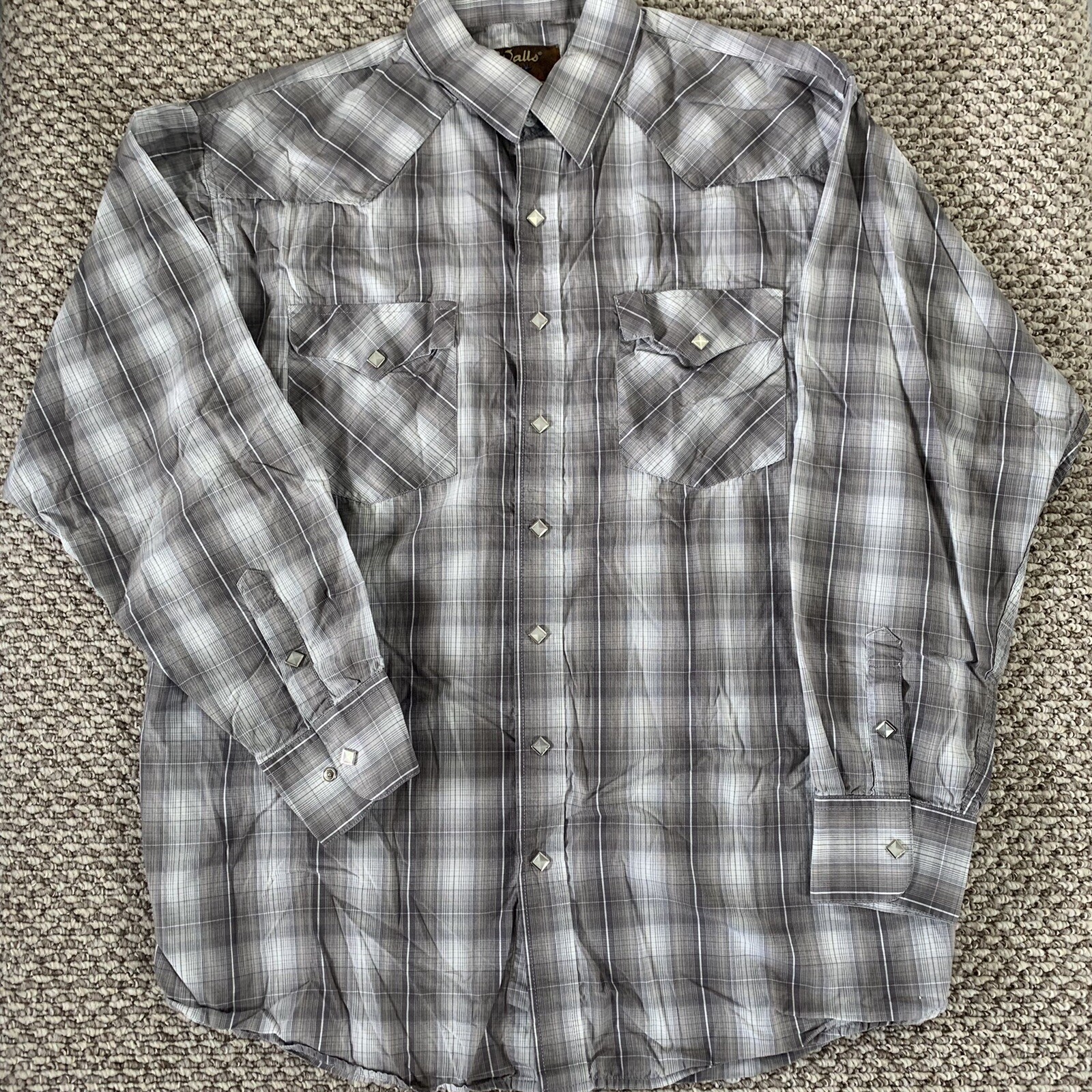 Walls Authentic Ranch wear Mens XL Pearl diamond snap plaid Westernwear ...