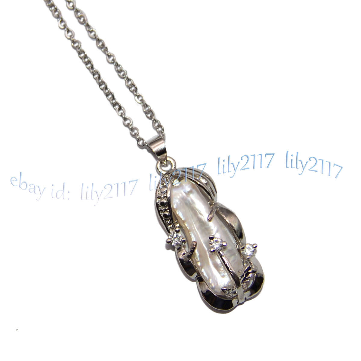 Abnormal irregular Inlay White Biwa Baroque Pearl pendant necklace ...