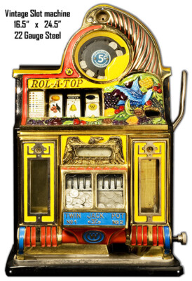 Vintage Style Metal Sign Rol A Top Slot Machine 16.5x24.5 | eBay