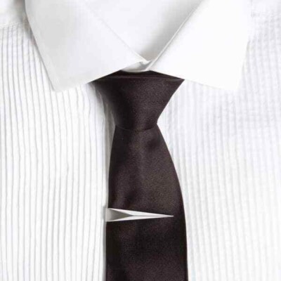 Sharp Triangle Shape Men's Chain Unique Solid 10K White Gold Tie Clips ...