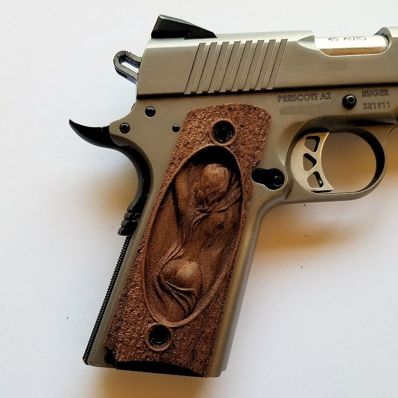 1911 full size custom engraved wood grips Sexy Beatiful Lady | eBay