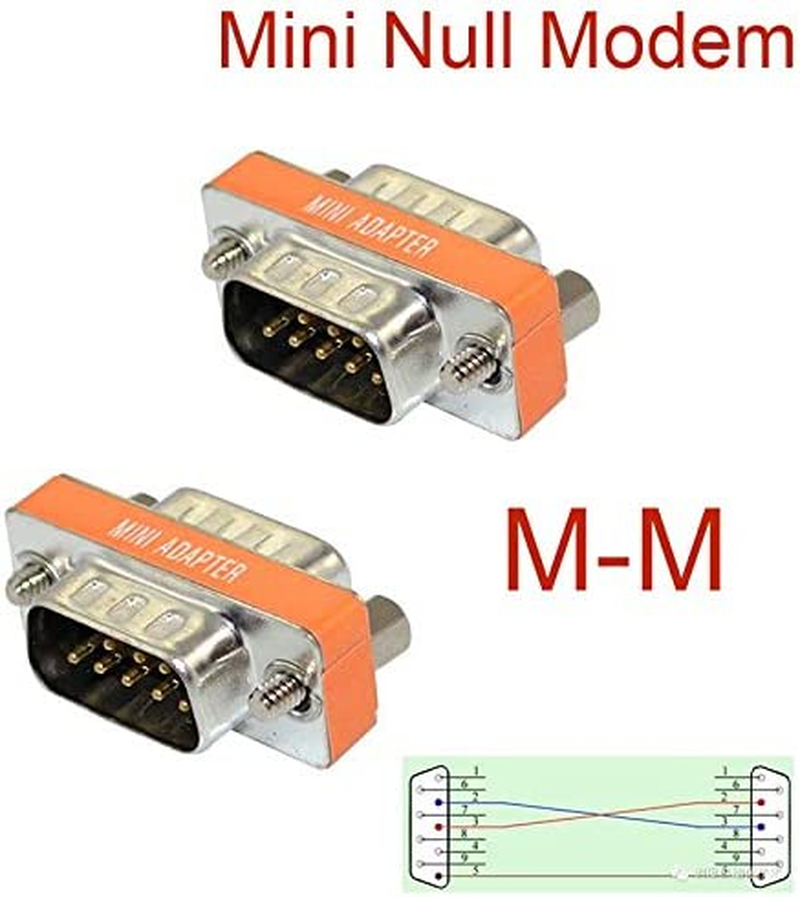 2 PCS Mini Null Modem DB9 9 Pin Male to DB9 Male Data Transfer Serial ...
