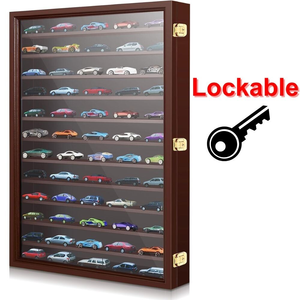 1/64 Scale Car Display Case Wall Mounted Diecast Cabinet Wooden ...