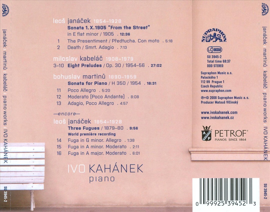 IVO KAHÁNEK LEOS JANÁCEK, BOHUSLAV MARTINU, MILOSLAV KABELÁC: PIANO ...