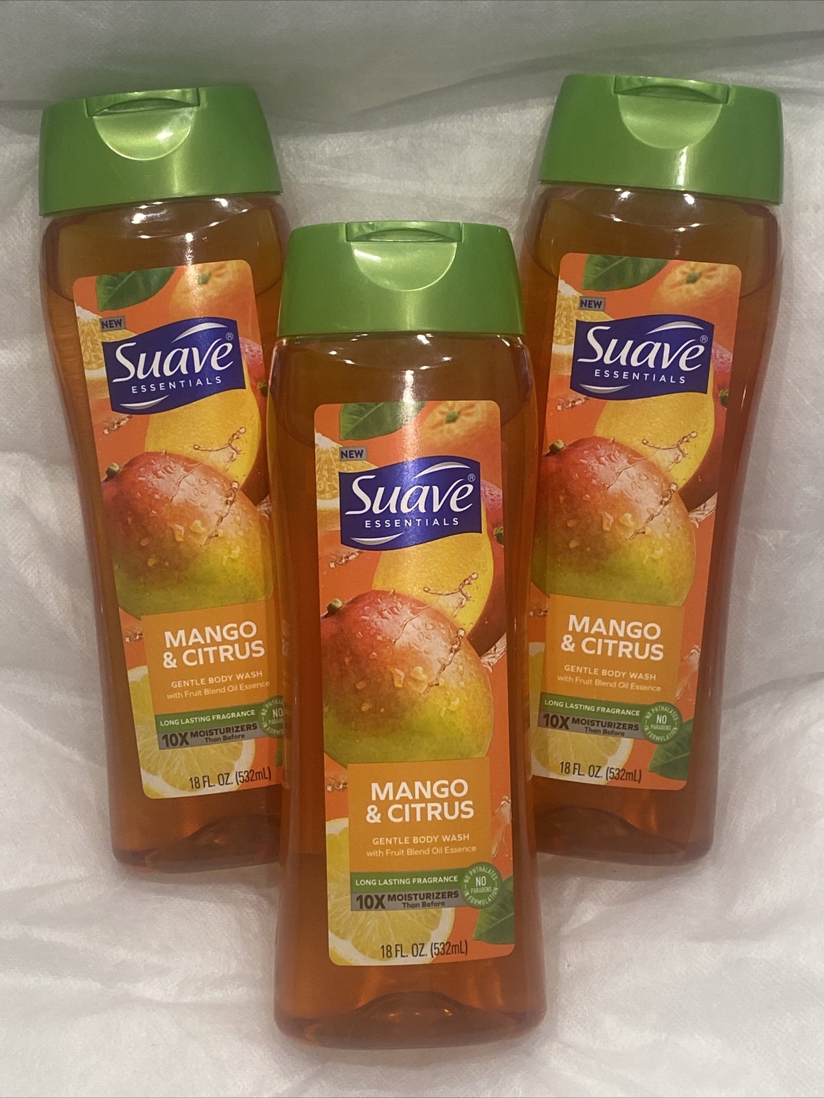 3 Pk Suave Essentials MANGO & CITRUS Gentle Body Wash, NEW 10x Moisture ...