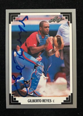 GILBERTO REYES 1991 LEAF AUTOGRAPHED SIGNED AUTO BASEBALL CARD 451 ...