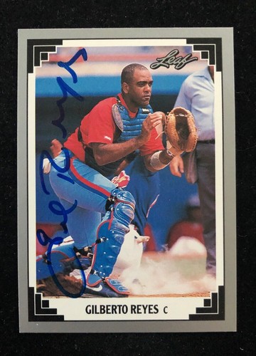 GILBERTO REYES 1991 LEAF AUTOGRAPHED SIGNED AUTO BASEBALL CARD 451 ...