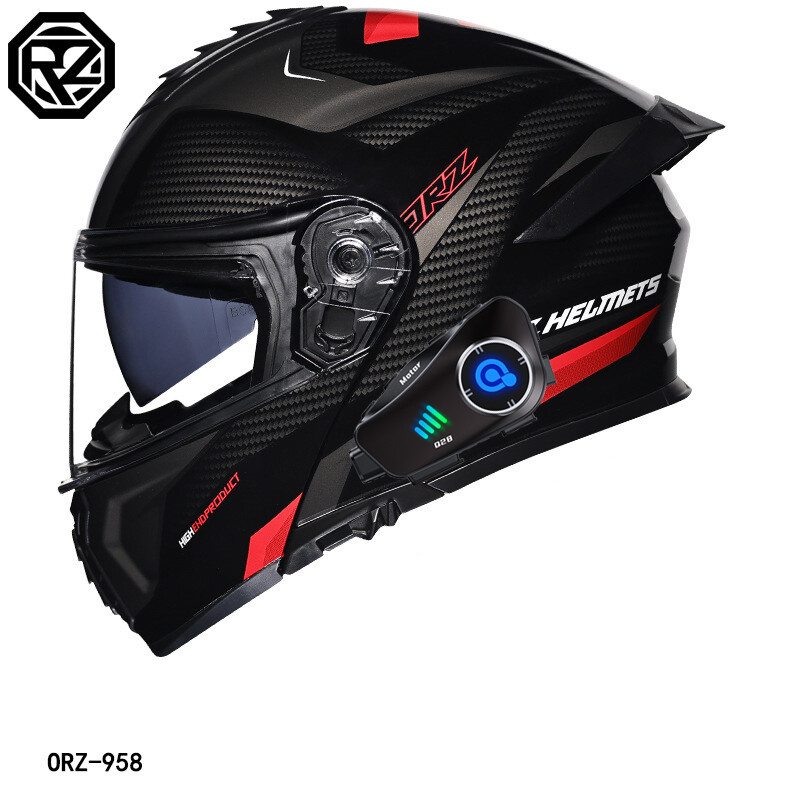 Built-in Bluetooth Motorcycle Flip up dual lens Helmet Motorbike ...