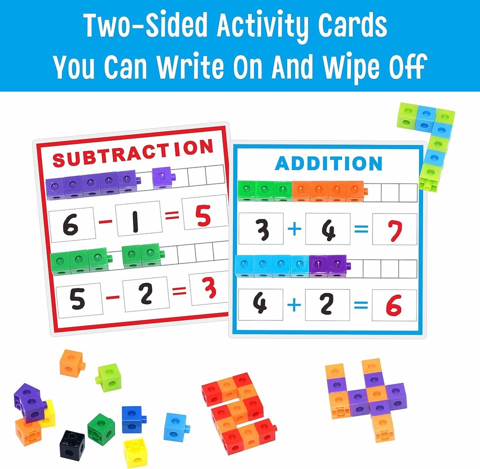 Math Linking Cubes, Math Cubes Manipulatives with Activity Cards ...