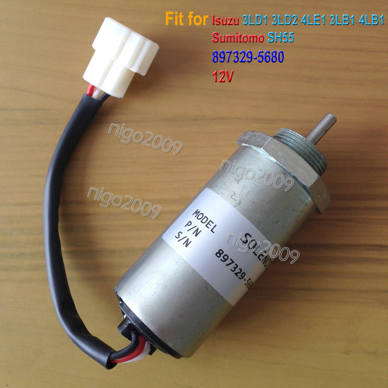 12V Solenoid Valve for Isuzu 3LD1 3LD2 4LE1 3LB1 4LB1 Sumitomo SH55 ...