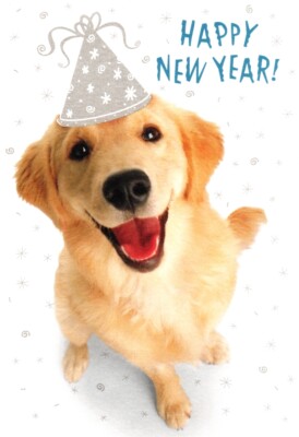 Cheers Happy New Year Wishes Yellow Lab Labrador Theme Hallmark ...