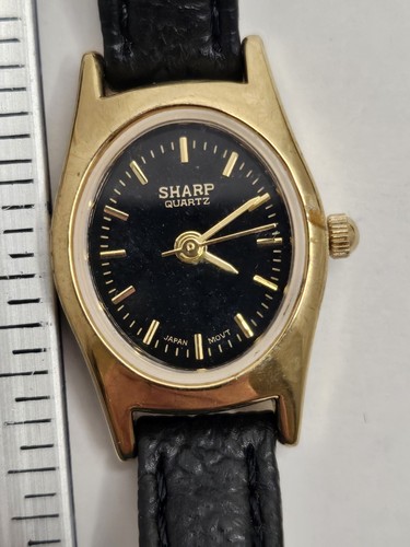 Rare Vintage Sharp Ladies Watch Gold Tone Water Resist Leather New ...