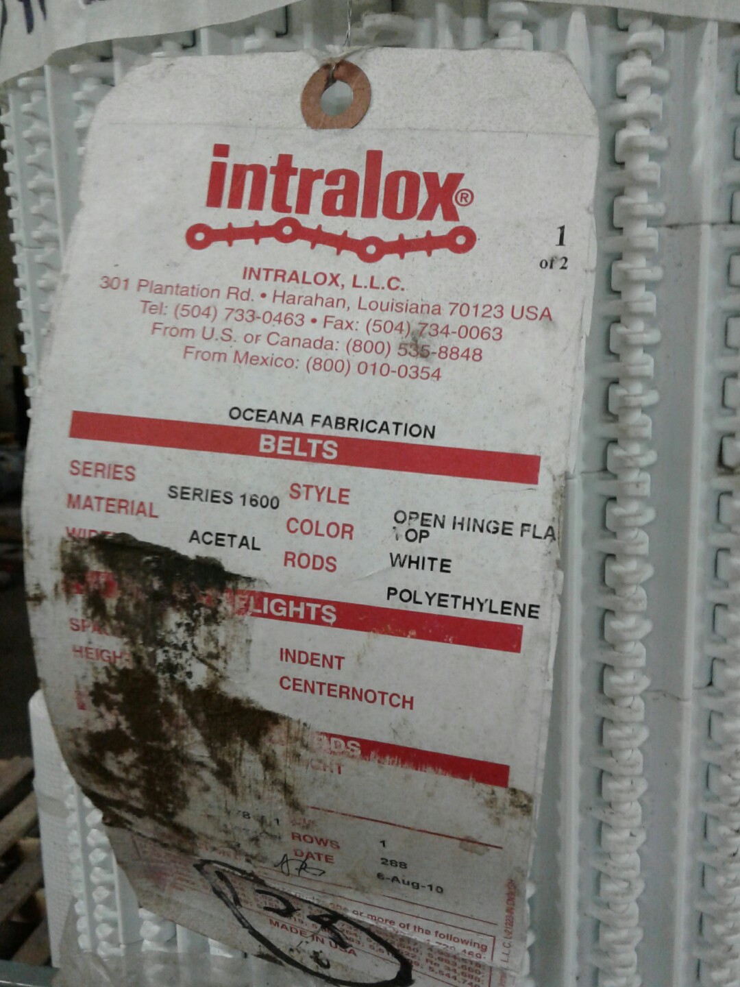 PLASTIC INTRALOX 1600 CONVEYOR BELT 30"X 18.83 feet | eBay