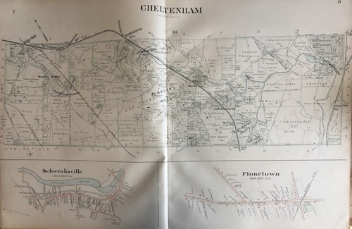 1893 MONTGOMERY COUNTY, PA, CHELTENHAM, FLOURTOWN, SCHWENKSVILLE ATLAS ...