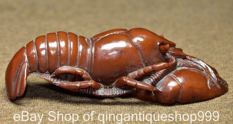 5" vieille rouge Shoushan pierre sculpture homard crayfish langouste ...