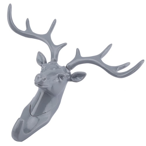 (Grey)Animals Deer Hook Hanger Rack Holder Wall Mount For Home Room US ...