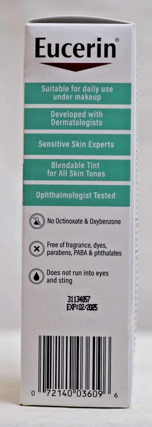 2 Pack Eucerin Sensitive Mineral Face Sunscreen Zinc Oxide SPF 35 Exp ...