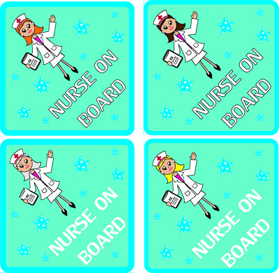 NURSE ON BOARD Car Sign Sticker Children Safety FUNNY MEDICAL HOSPITAL ...