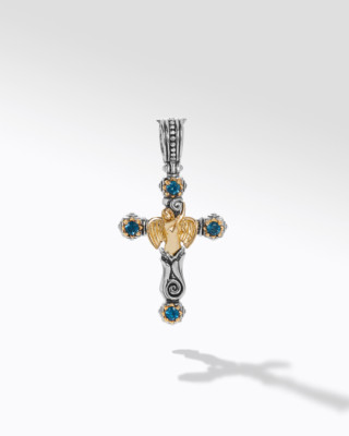 Konstantino Angelic Silver/18K Gold London Blue Topaz Angel Cross ...