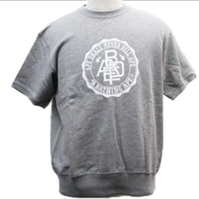 A BATHING APE Cut and sewn grey short sleeve sweatshirt M unused used ...