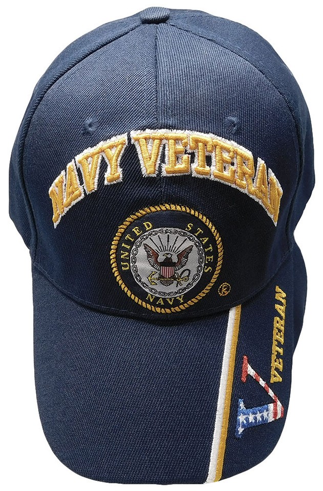 US Navy Embroidered Military Cap - Navy Veteran LICENSED BLUE | eBay