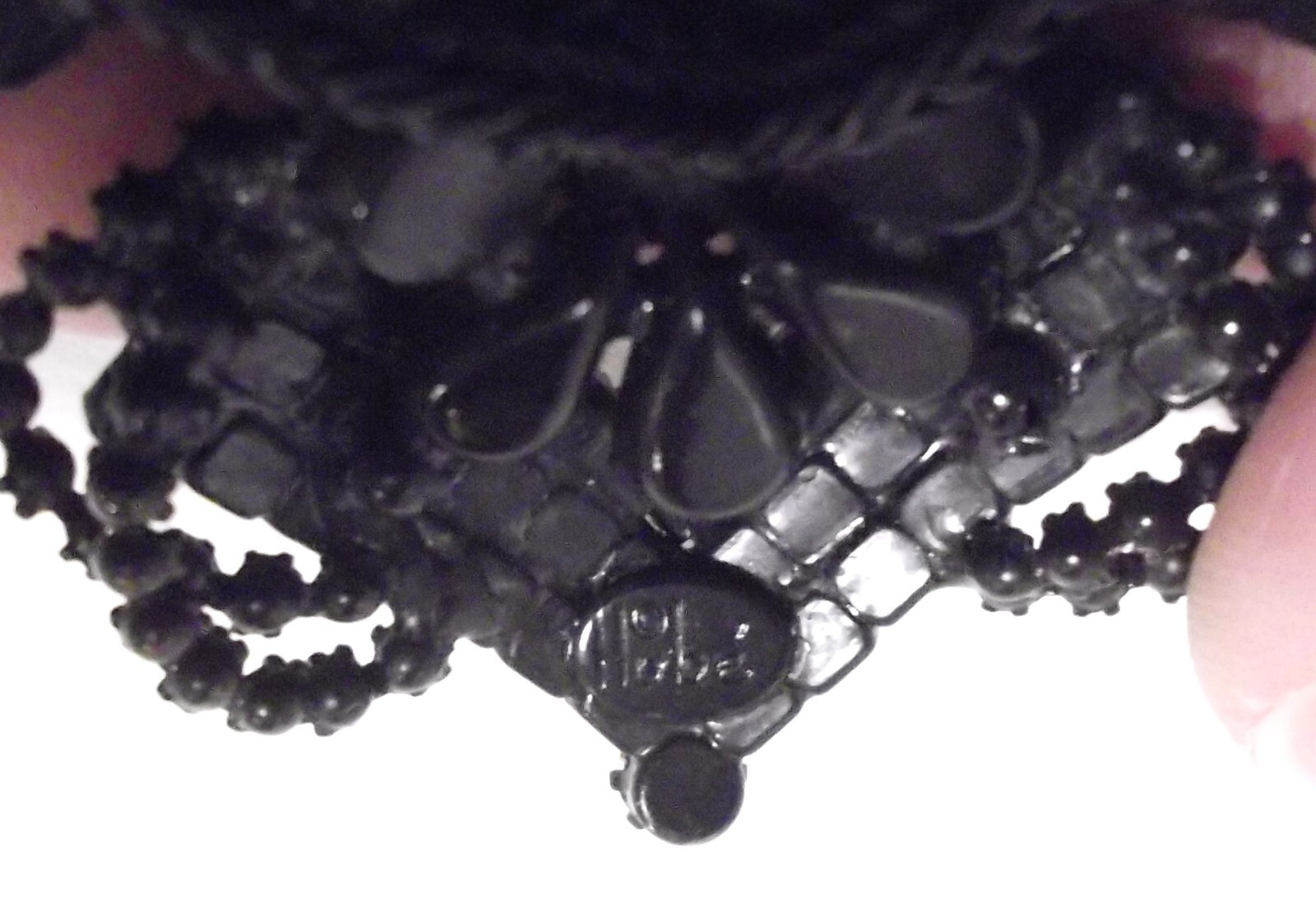 RARE VTG Signed HOBE' Rhinestone Necklace & Clamper Bracelet Set Black ...