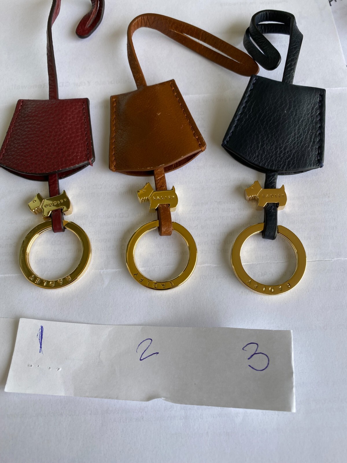 Radley London Scottie Purse Hang Tags Gold Tone Key Ring Diff Straps ...