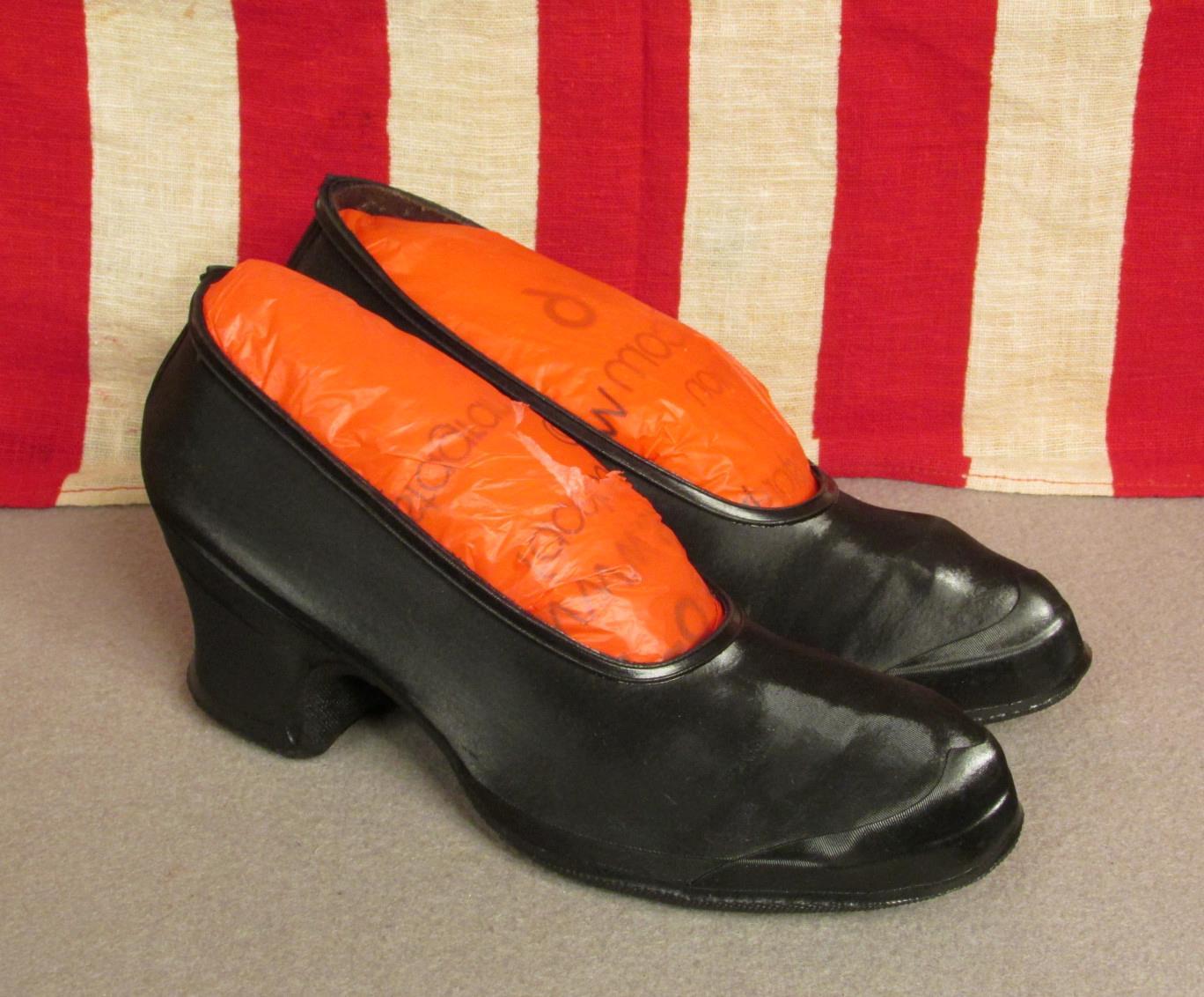Vintage 1930s Paracord High Heel Galoshes Rain Shoes Rubber Size 5.5 ...