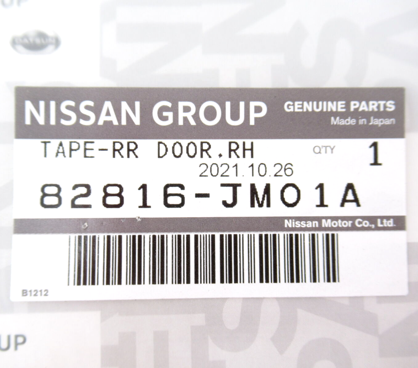 Genuine OEM Nissan 82816-JM01A Passenger RH Rear Door Black Out Tape 08 ...