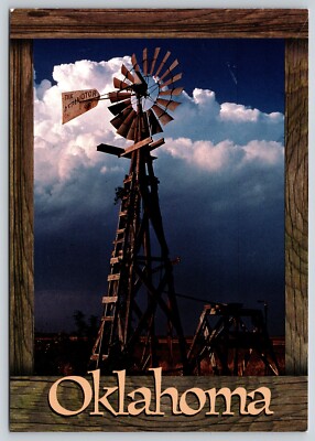 Postcard Oklahoma Windmill Stormy Sky Oklahoma Weather | eBay