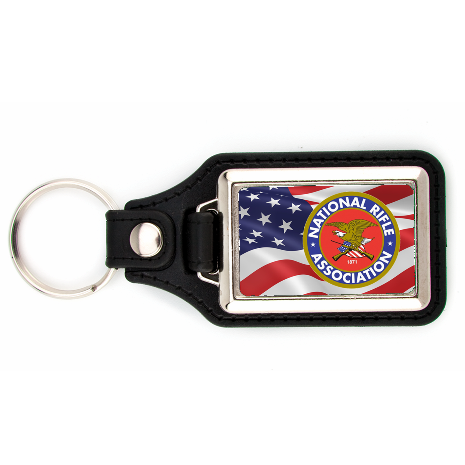 NRA KEYCHAIN NATIONAL RIFLE ASSOCIATION LOGO WITH FLAG BACKGROUND KEY ...