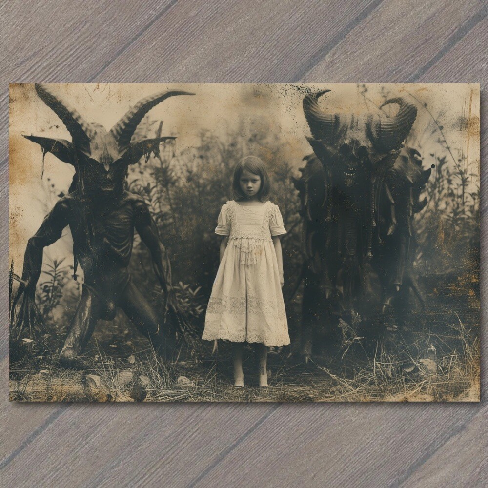 POSTCARD Girl Monster Weird Creepy Imaginary Friend Nightmare Scary ...