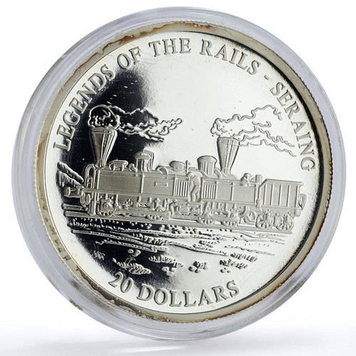 Liberia 20 dollars Trains Railway Locomotive Seraing silver coin 2001 ...