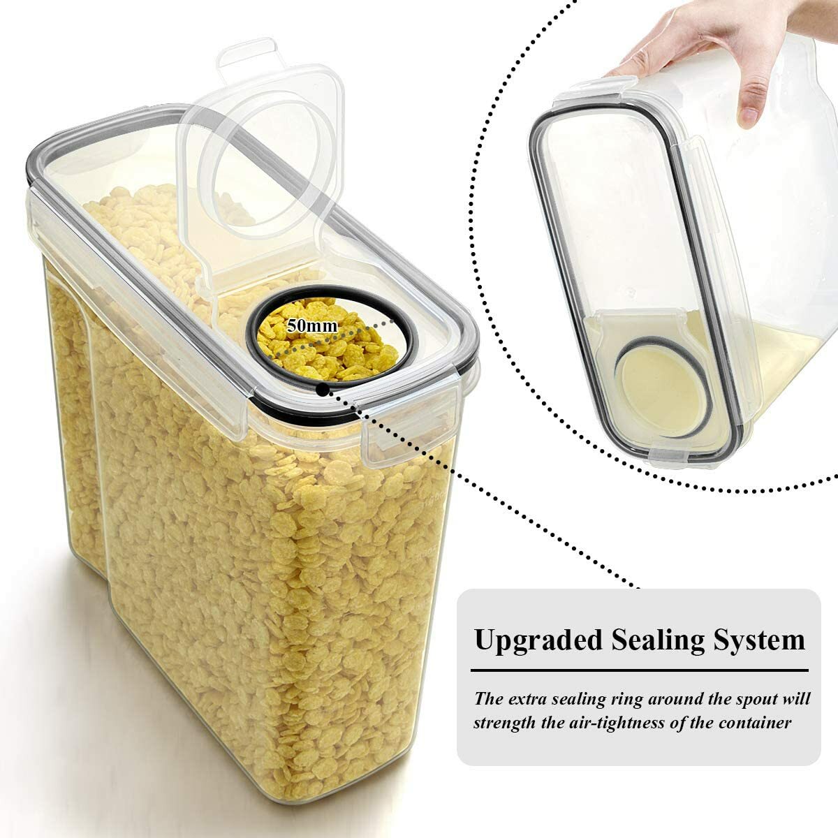 Cereal & Dry Food Storage Containers with 4 Sided Lock Lids System ...