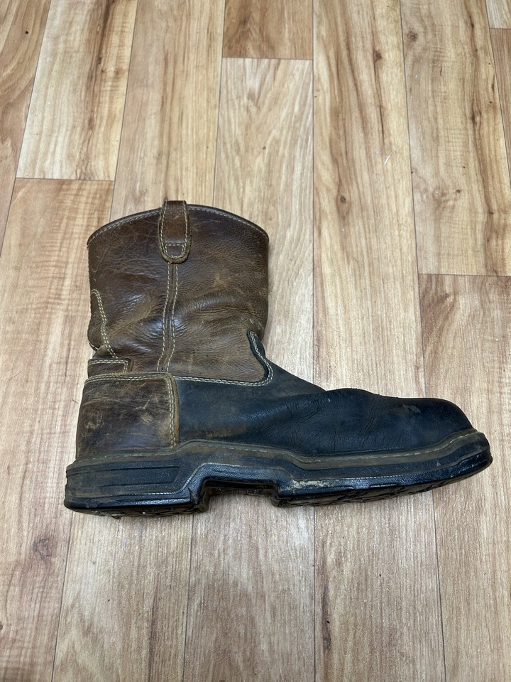 Wolverine Wellington W04727 Men’s Leather Boots 9M Brown Work Steel Toe ...